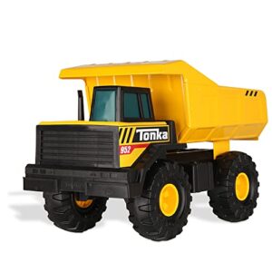 tonka steel classics mighty dump truck, toy truck, real steel construction, ages 3 and up, frustration-free packaging (ffp) , yellow