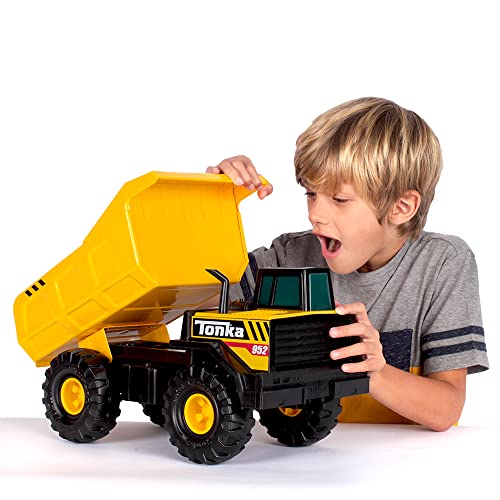 Tonka Steel Classics Mighty Dump Truck, Toy Truck, Real Steel Construction, Ages 3 and Up, Frustration-Free Packaging (FFP) , Yellow