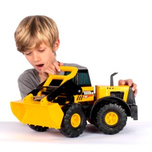 Tonka Steel Classics, Classic Front Loader– Made with Steel & Sturdy Plastic, Yellow Friction Powered, Big Construction Truck, Boys and Girls, Toddlers Ages 3+, Birthday Gift, Holiday