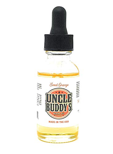 Uncle Buddy's Beard Oil, Made in the USA, Sweet Orange 1 oz, Softens Smooths Hydrates & Strengthens, Leave In Conditioner for Control and Style, Promotes Beard & Mustache Growth & Thickness