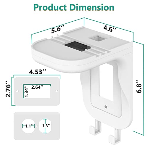 WALI Outlet Shelf Wall Holder, fit for Duplex GFCI Decorative Outlet, Bedroom Outlet Shell A Space Saving for Smart Home, Speakers up to 20lbs with Cable Management (OSH002-W), White