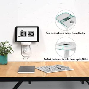 WALI Outlet Shelf Wall Holder, fit for Duplex GFCI Decorative Outlet, Bedroom Outlet Shell A Space Saving for Smart Home, Speakers up to 20lbs with Cable Management (OSH002-W), White