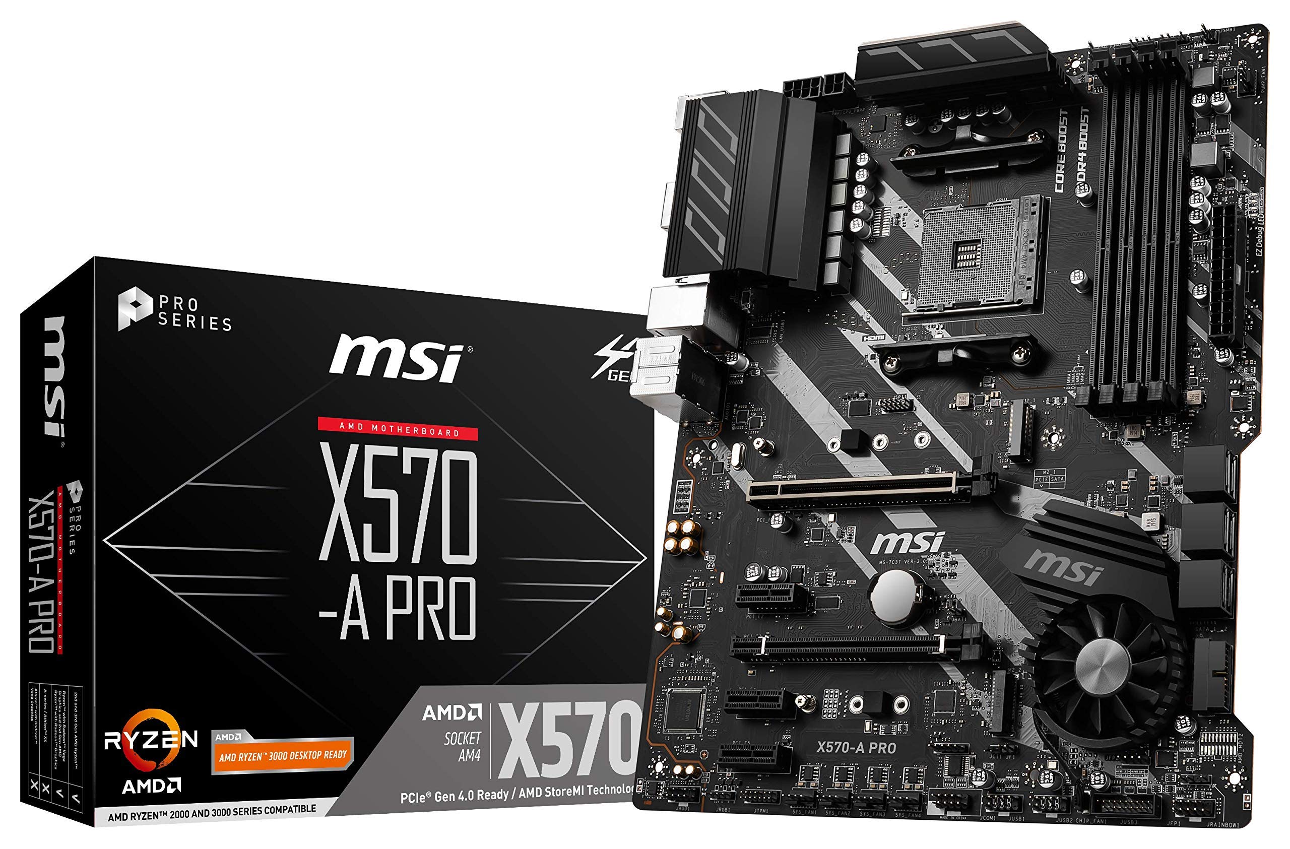 MSI X570-A PRO Motherboard (AMD AM4, DDR4, PCIe 4.0, SATA 6Gb/s, M.2, USB 3.2 Gen 2, HDMI, ATX) (Renewed)