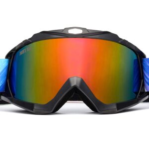 JUST GO Ski Goggles for Skiing Dual-Layer Anti-Fog 100% UV Protection lens Snowboard Goggles, Black Frame/Red Revo Lens (VLT 10.5%)