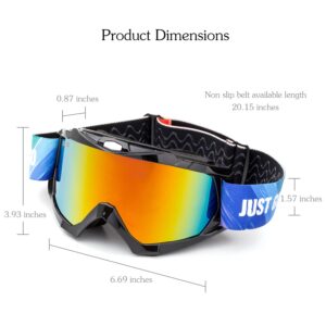 JUST GO Ski Goggles for Skiing Dual-Layer Anti-Fog 100% UV Protection lens Snowboard Goggles, Black Frame/Red Revo Lens (VLT 10.5%)