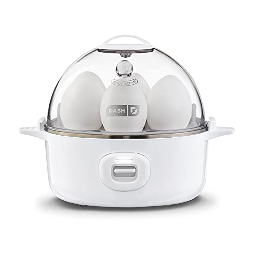 Dash Express Electric Egg Cooker, 7 Egg Capacity for Hard Boiled, Poached, Scrambled, or Omelets with Cord Storage, Auto Shut Off Feature, 360-Watt, White