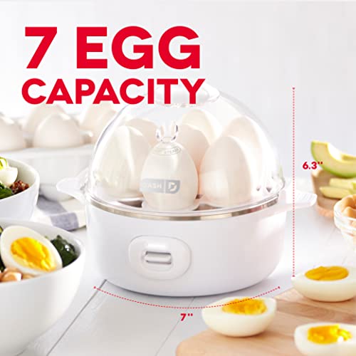 Dash Express Electric Egg Cooker, 7 Egg Capacity for Hard Boiled, Poached, Scrambled, or Omelets with Cord Storage, Auto Shut Off Feature, 360-Watt, White