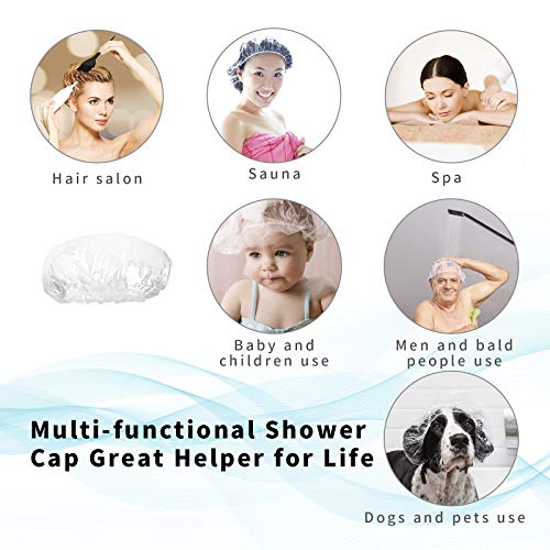 Disposable Shower Caps 100 Pcs - Multi-Purpose Thickening Elastic Bath Cap Plastic Waterproof Clear Bath Shower Caps Women Spa,Home Use, Hotel and Hair Salon, Portable Travel