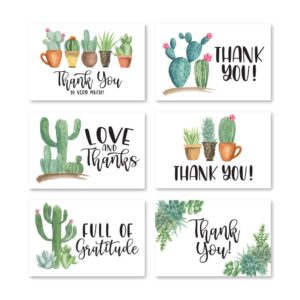 24 cactus thank you cards with envelopes bulk - housewarming thank you cards wedding thank you cards with envelopes kids, baby shower thank you cards graduation thank you notes with envelopes set