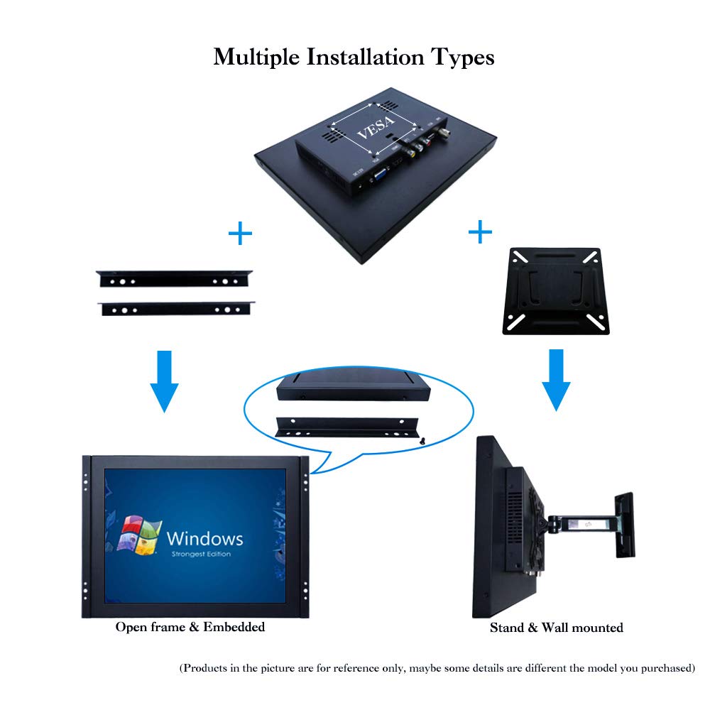 iChawk 12.1'' inch PC Monitor 1024x768 4:3 DVI VGA USB Metal Shell Embedded & Open Frame & Wall-Mounted Four-Wire Resistive Touch LCD Screen Display for Medical Industrial Equipment K121MT-DUV2