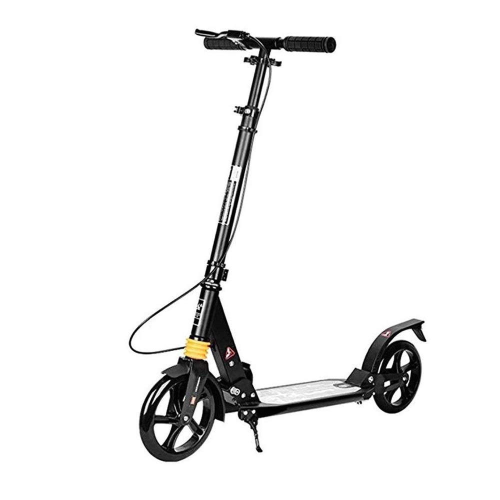 KDKDA Self-Powered Kick Scooter for Adults Teens with Two Wheels Folding Mechanism Adjustable Height Rear Brake Non-Electric Glider Scooter (Color : Black)