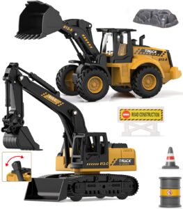 construction toys excavator for kids, geyiie toys truck excavator tractors for boys girls 3-5 4-7 8-12 year old kids, birthday gift