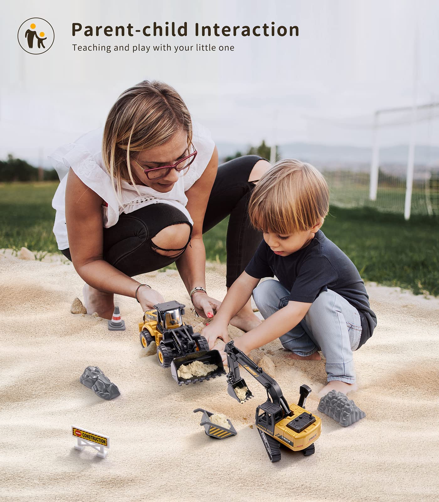 Construction Toys Excavator for Kids, Geyiie Toys Truck Excavator Tractors for Boys Girls 3-5 4-7 8-12 Year Old Kids, Birthday Gift