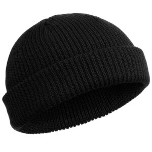 satinior trawler beanie watch hat roll-up edge skullcap fisherman beanie for women men(black)