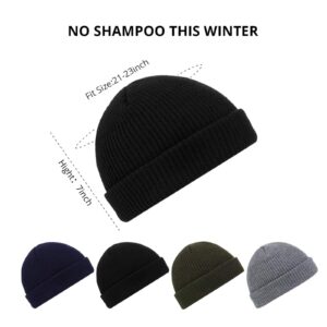 SATINIOR Trawler Beanie Watch Hat Roll-up Edge Skullcap Fisherman Beanie for Women Men(Black)