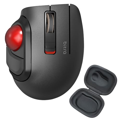 ELECOM Bitra Small Travel Trackball Mouse with Case, Bluetooth Wireless, Thumb Control, Silent Mouse Click, Ergonomic Design, 5 Programmable Buttons