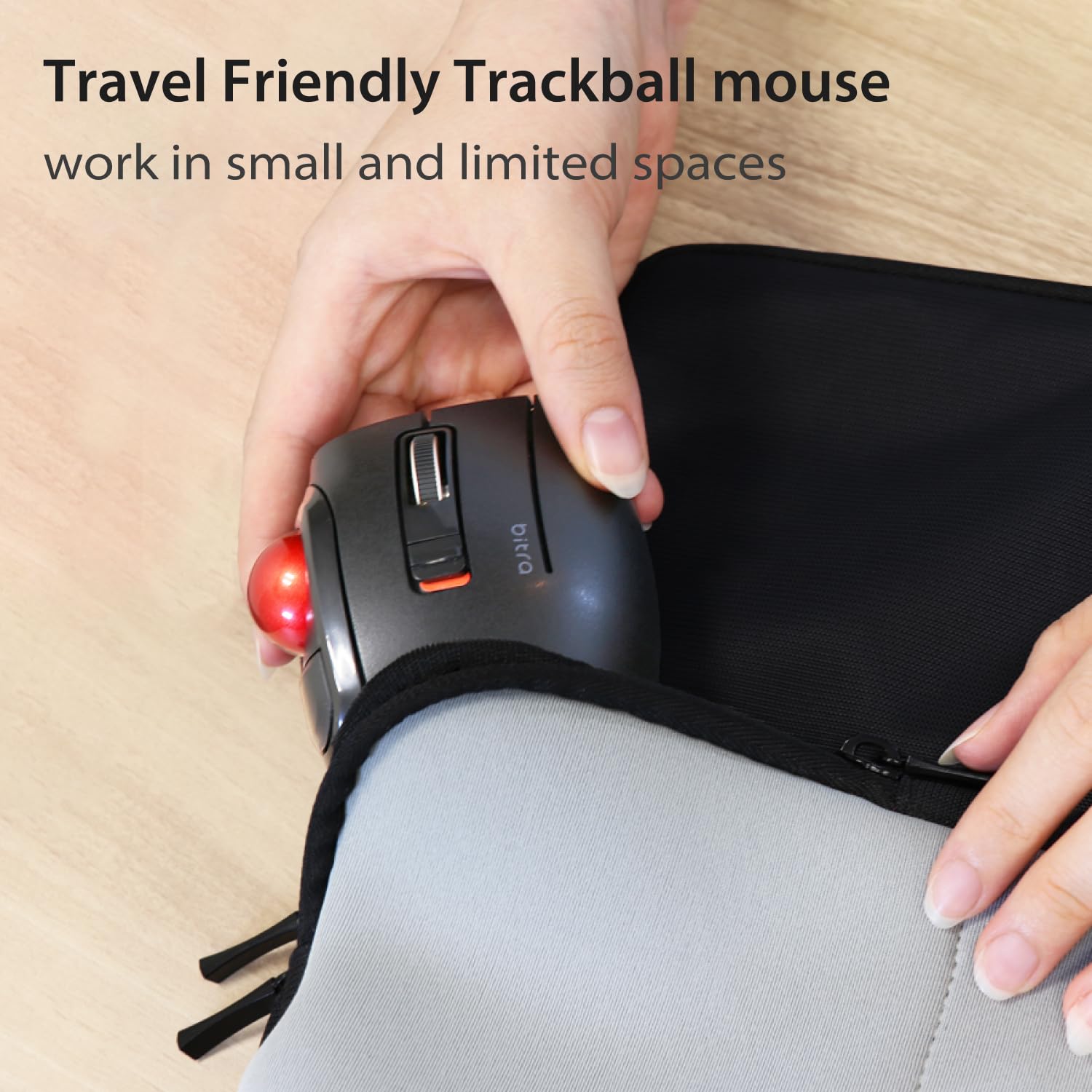 ELECOM Bitra Small Travel Trackball Mouse with Case, Bluetooth Wireless, Thumb Control, Silent Mouse Click, Ergonomic Design, 5 Programmable Buttons