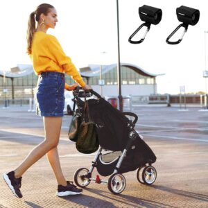 WeTest 2 Pack Durable Baby Stroller Organizer Hook Clip for Baby Diaper Bags, Diaper Bags, Purse - Black