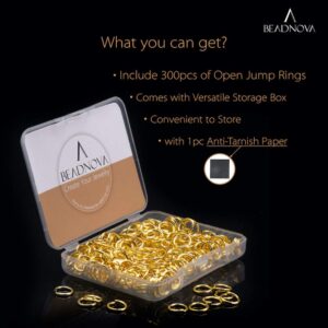 BEADNOVA 8mm Open Jump Rings Gold Jump Rings for Jewelry Making and Keychains (300Pcs)