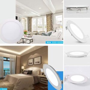 HMINLED 8 Inch 18Watt Ultra Thin Round LED Recessed Panel Spot Lighting, 140 Watt Retrofit Ceiling Downlight, 6500K Cool White, 10 Pack