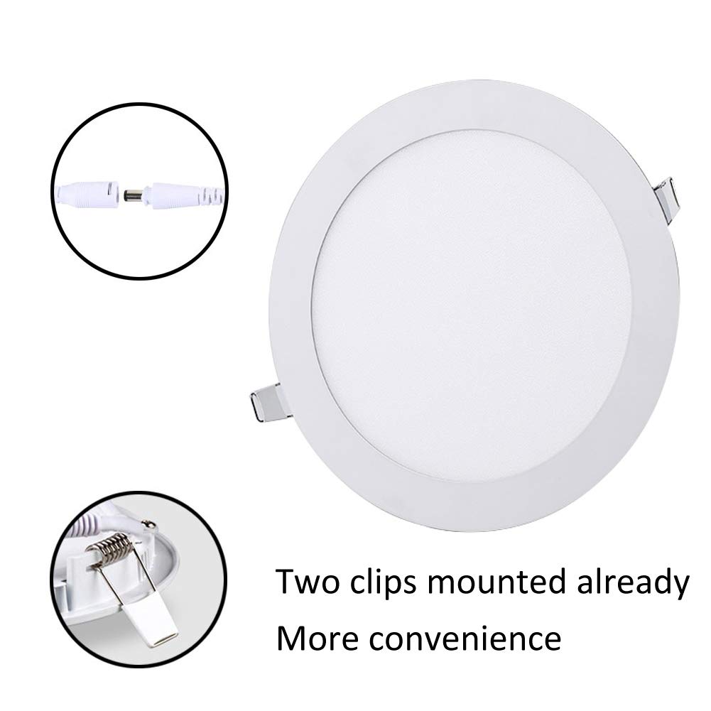 HMINLED 8 Inch 18Watt Ultra Thin Round LED Recessed Panel Spot Lighting, 140 Watt Retrofit Ceiling Downlight, 6500K Cool White, 10 Pack