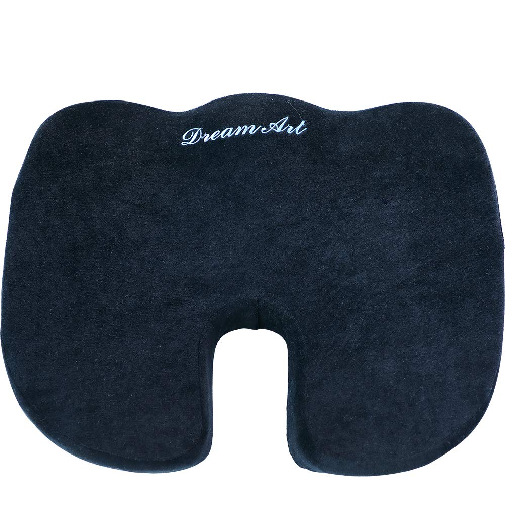 DREAM ART Memory Foam Seat Cushion & Lumbar Support Back Cushion Combo - Orthopedic Design for Coccyx & Tailbone Pain - Can Help Sciatica - Perfect for Office Chair,Car and Wheelchair…