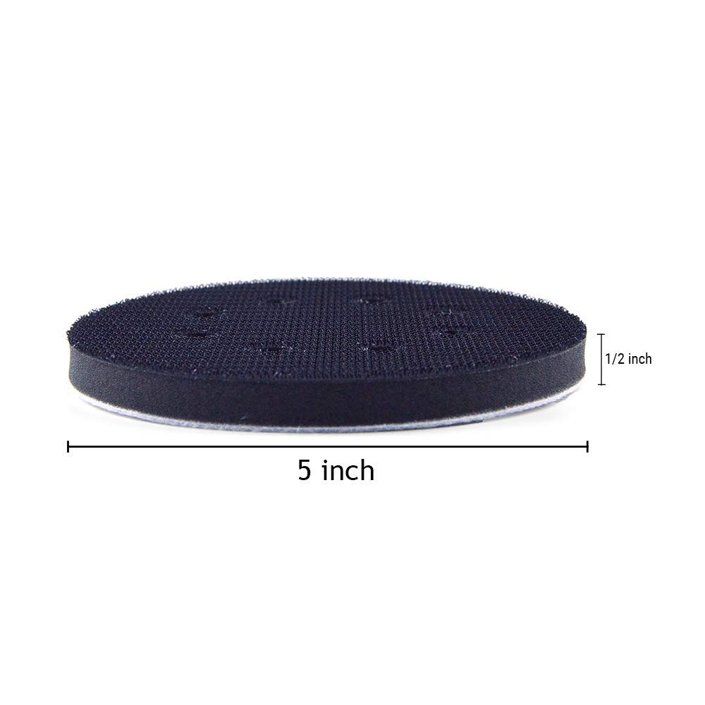 POLIWELL 5-Inch 8 Holes Interface Pad Hook and Loop 5" Soft Density Sponge Cushion Buffer Backing Pad (Pack of 5)