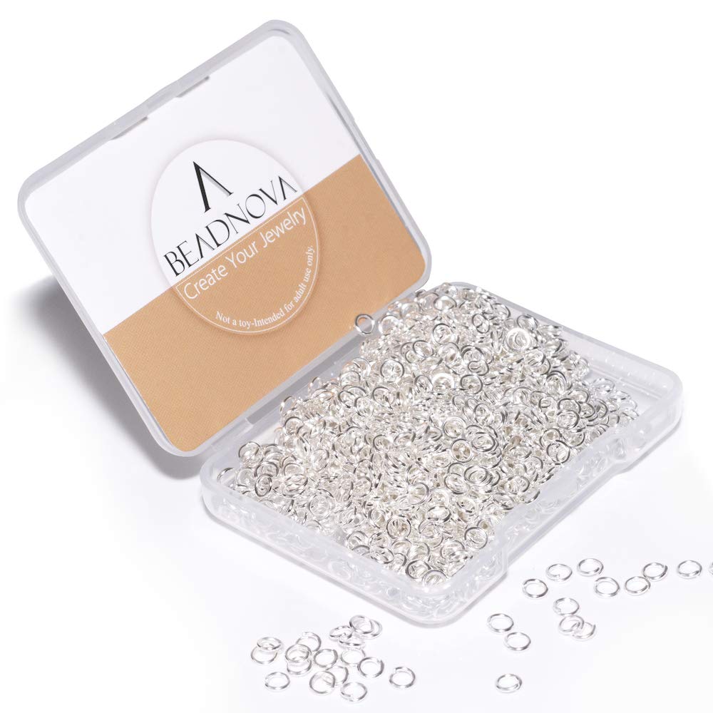 BEADNOVA 4mm Silver Jump Rings for Jewelry Making Open Jump Rings for Keychains and Necklace Repair (300Pcs)