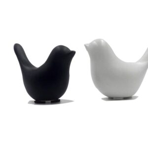 SuDuoLa Scandinavian Decor Bird Decor (Minimalist Decorations Modern Sculptures White Doves Birds Figurine) Home Decor Crafts Ceramic Birds Gifts (Black and White) 2Pcs