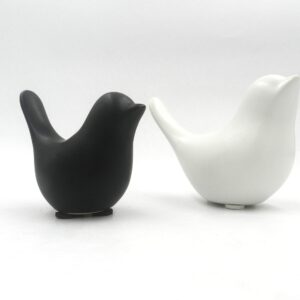 SuDuoLa Scandinavian Decor Bird Decor (Minimalist Decorations Modern Sculptures White Doves Birds Figurine) Home Decor Crafts Ceramic Birds Gifts (Black and White) 2Pcs