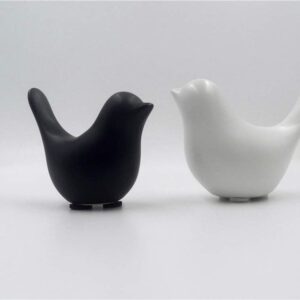 SuDuoLa Scandinavian Decor Bird Decor (Minimalist Decorations Modern Sculptures White Doves Birds Figurine) Home Decor Crafts Ceramic Birds Gifts (Black and White) 2Pcs