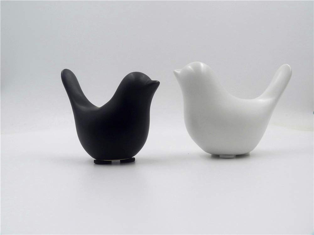 SuDuoLa Scandinavian Decor Bird Decor (Minimalist Decorations Modern Sculptures White Doves Birds Figurine) Home Decor Crafts Ceramic Birds Gifts (Black and White) 2Pcs