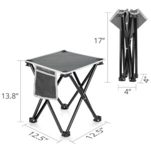 TRIPLE TREE 2 Pack Camping Stool, Grey, 13.8 Inch Portable Folding Stool for Outdoor Walking Hiking Fishing 400 Lbs Capacity with Carry Bag