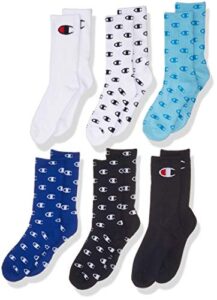 champion unisex child kids' multipacks socks, crew c - blue, 9 11 us