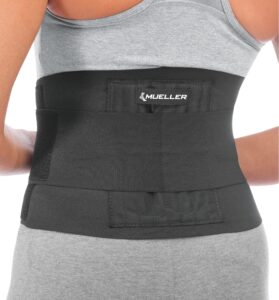 mueller sports medicine adjustable back brace for men and women, relief for upper and lower back pain, sciatica, and scoliosis, black, one size fits most