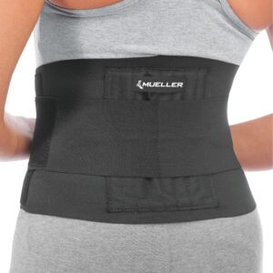 MUELLER Sports Medicine Adjustable Back Brace for Men and Women, Relief for Upper and Lower Back Pain, Sciatica, and Scoliosis, Black, One Size Fits Most