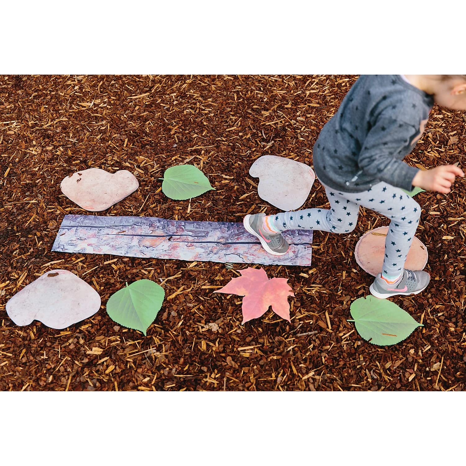 THE FRECKLED FROG - FF825 Nature's Footsteps - Set of 15 Nature-Inspired Rubber Mats - Ages 3+ - Forest-Themed Obstacle Course Mats for Games, Role Play and Physical Activity