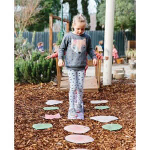 THE FRECKLED FROG - FF825 Nature's Footsteps - Set of 15 Nature-Inspired Rubber Mats - Ages 3+ - Forest-Themed Obstacle Course Mats for Games, Role Play and Physical Activity