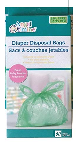 Angel of Mine Diaper Disposal Bags; Fresh Baby Powder Fragrance; 60 Bags per Pack (3 Pack)