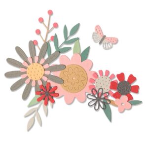 sizzix thinlits die set 17 pack bold floral by sophie guilar, multicolor