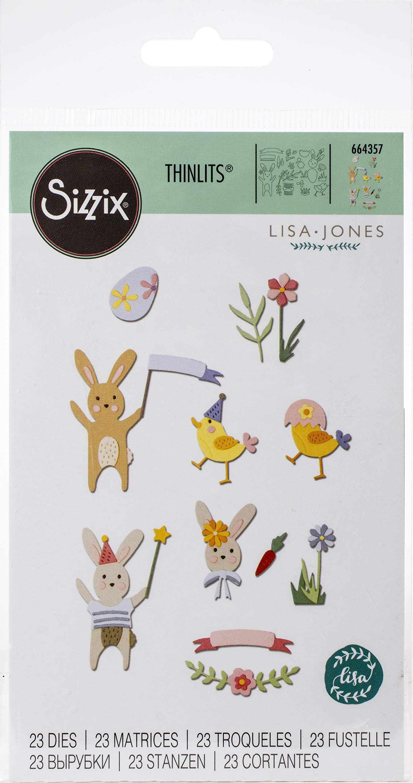 Sizzix Thinlits Die Set 23 Pack Easter Celebration by Lisa Jones, Multicolor