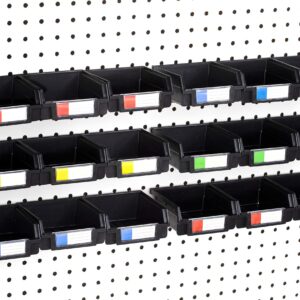 Right Arrange Pegboard Bins – 18 Pack Black - Hooks to Any Peg Board - Organize Hardware, Accessories, Attachments, Workbench, Garage Storage, Craft Room, Tool Shed, Hobby Supplies, Small Parts