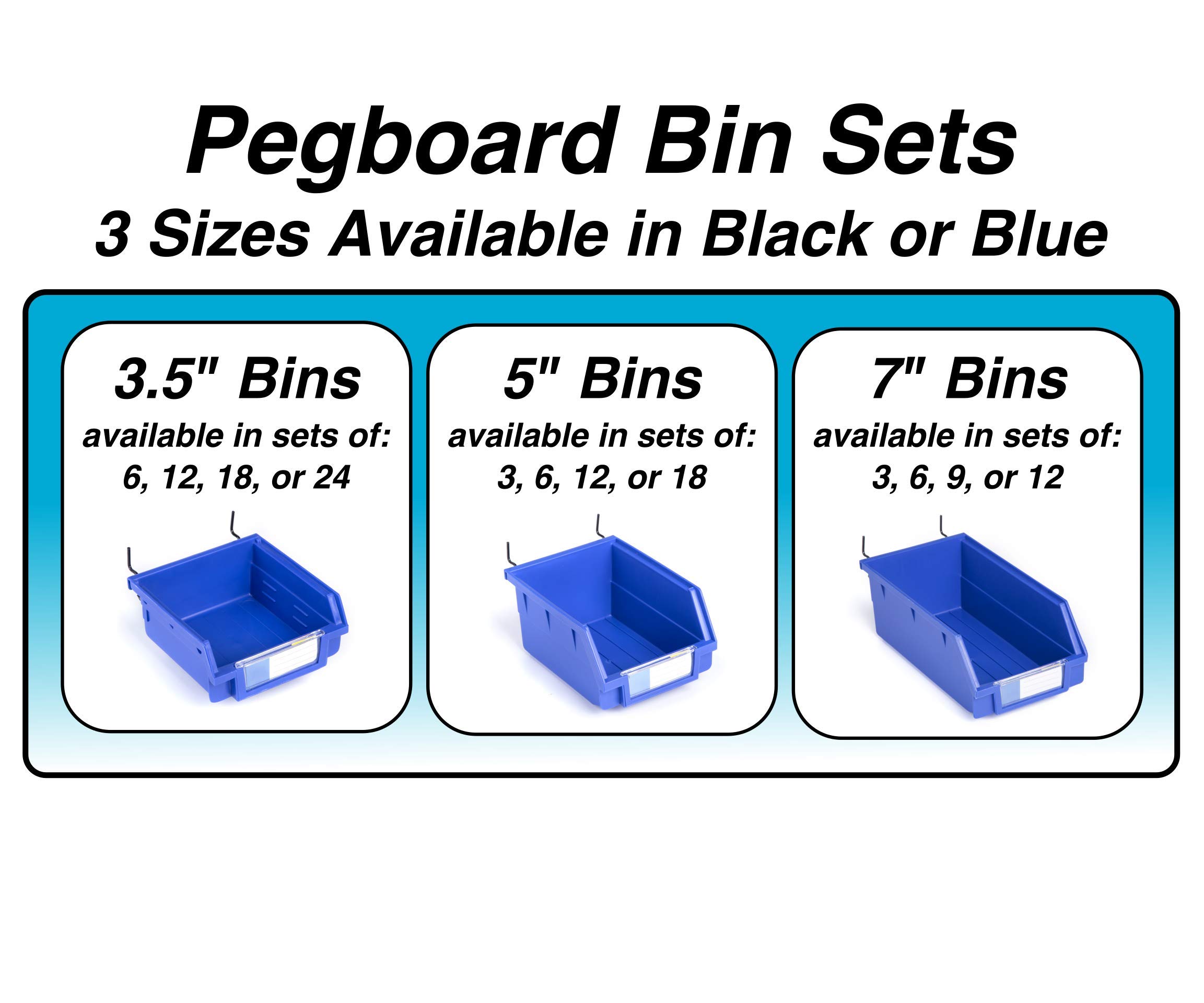 Right Arrange Pegboard Bins – 18 Pack Black - Hooks to Any Peg Board - Organize Hardware, Accessories, Attachments, Workbench, Garage Storage, Craft Room, Tool Shed, Hobby Supplies, Small Parts