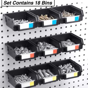 Right Arrange Pegboard Bins – 18 Pack Black - Hooks to Any Peg Board - Organize Hardware, Accessories, Attachments, Workbench, Garage Storage, Craft Room, Tool Shed, Hobby Supplies, Small Parts