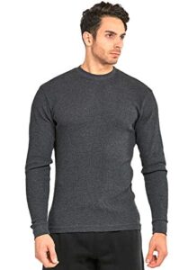 men's classic waffle-knit medium weight thermal top (s, charcoal)