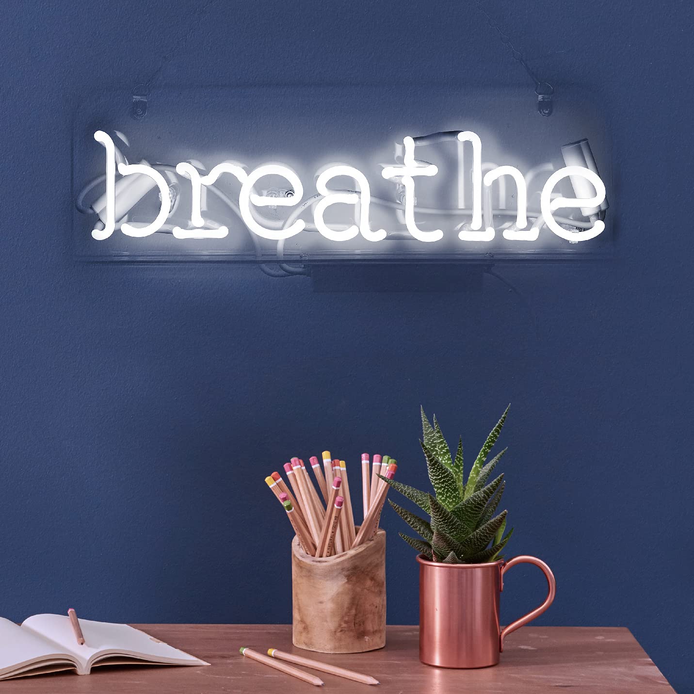 Neon Signs Breathe Neon Light Sign Hanging Neon Sign Words Neon Lights Neon Wall Sign White Neon Light for Wall Bedroom Room Party Decor