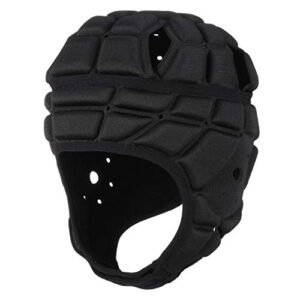 surlim rugby soft helmet soccer headgear scrum cap 7v7 flag football headguard for adult large (black)