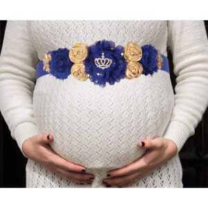 Royal Blue Maternity Sash & Dad to be Corsage Kit - Baby Shower Sash Baby Boy Pregnancy Sash Keepsake Baby Shower Flower Belly Belt