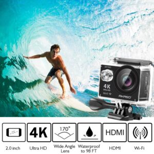 AKASO EK7000 4K25FPS Action Camera Ultra HD Underwater Camera 170 Degree Wide Angle 98FT Waterproof Camera Black