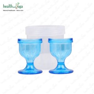 HealthAndYoga™ ChillEyes Colored Eye Wash Cups – Remedy Cup for Eye Wash - Eye Cleaner with Snug Fit - Includes Storage Container (2 Pcs.) (Blue)